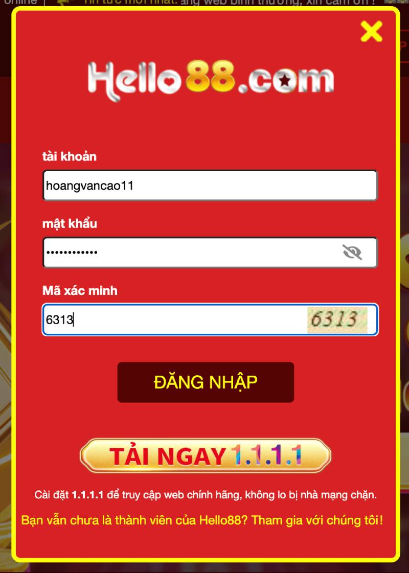 Hello88 mansfieldhouse - Cổng game nhà cái giải trí Hello88 uy tín tại Châu Á 13 Bước 2: Điền đúng thông tin đăng nhập để tiếp tục.
